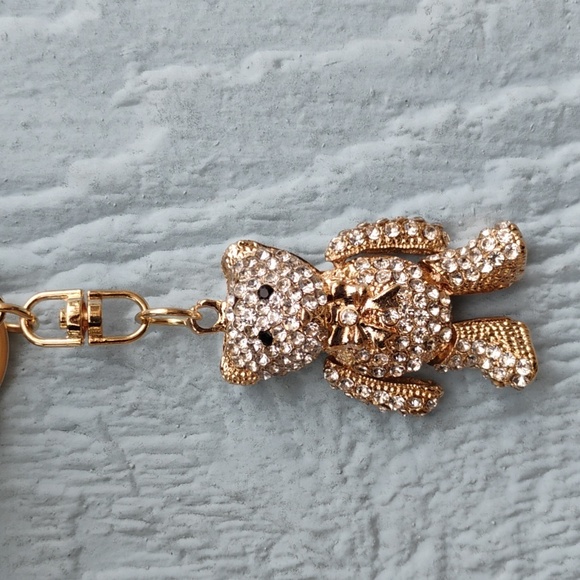 Bags | Golden Rhinestone Teddy Bear Bag Charm | Poshmark